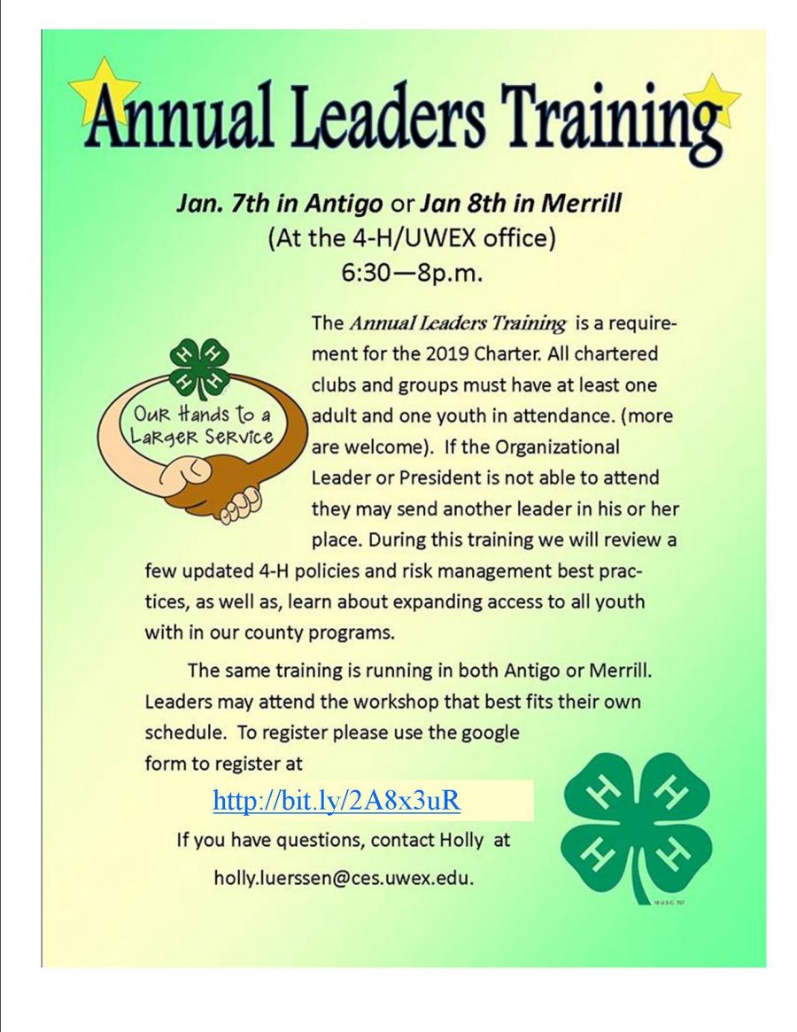 Annual Leaders Training – Important Reminder! – Extension Lincoln County