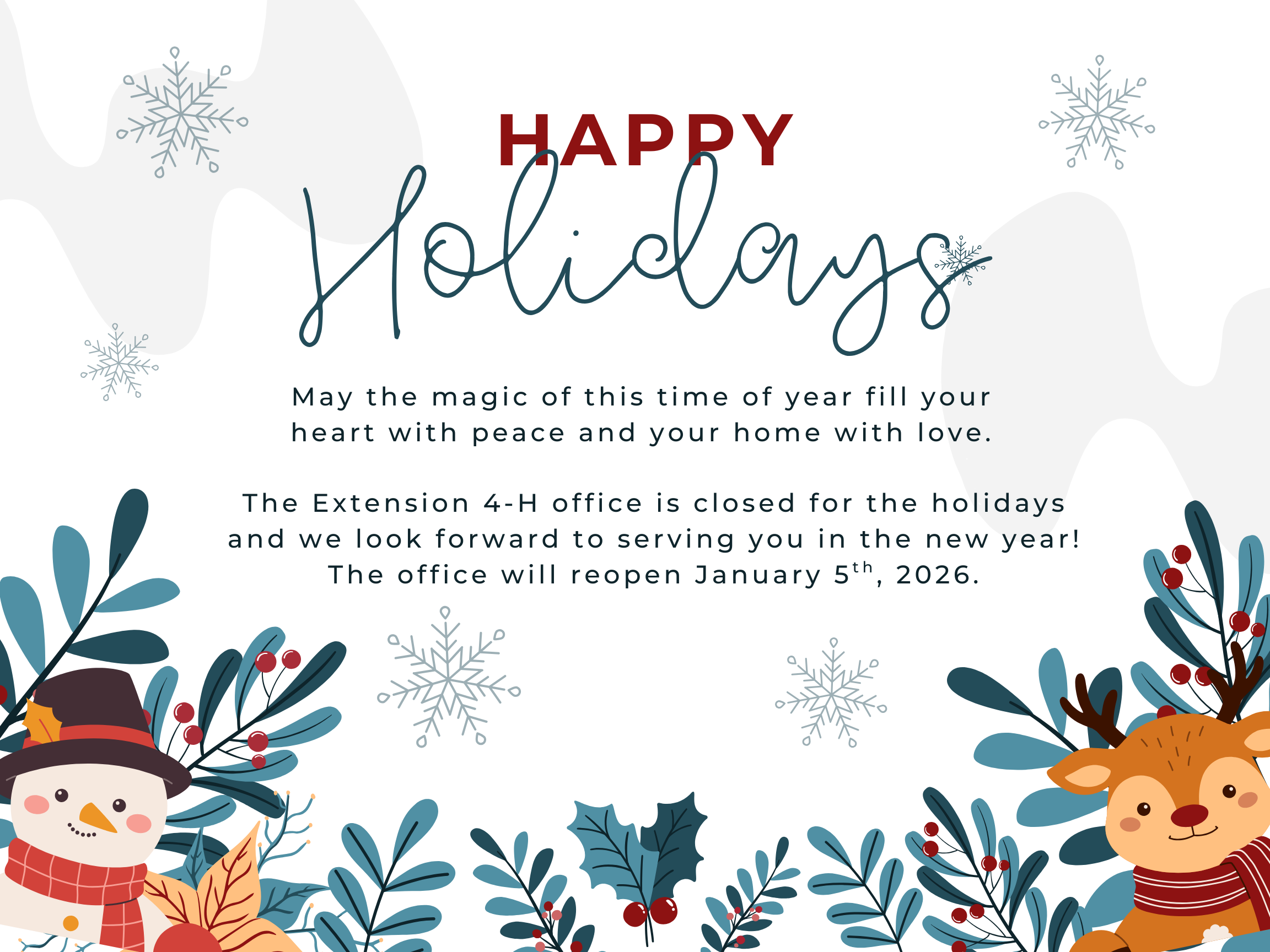 Office Holiday Hours – Extension Lincoln County